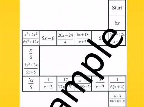 Simplifying Rational Expressions 1 Math Puzzle Teaching Resources