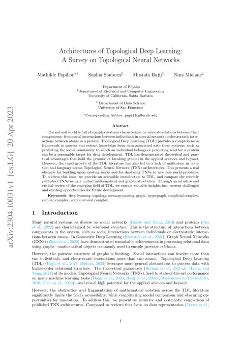 PDF Architectures Of Topological Deep Learning A Survey On