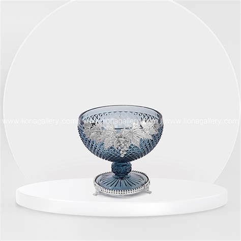 ظرف شکلات خوری پذیرایی نقره و کریستال پایه دار مدل برگ مو