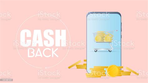 구매 개념에 대한 캐시백 및 절감 금화와 스마트 폰 동전의 전화와 산 금화 돈 벡터 Brand Name Smart Phone에