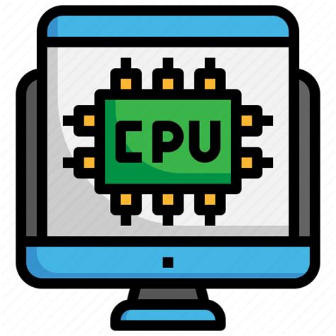 Cpu Tower Chip Silhouette Processing Processor Color Icon Download On Iconfinder