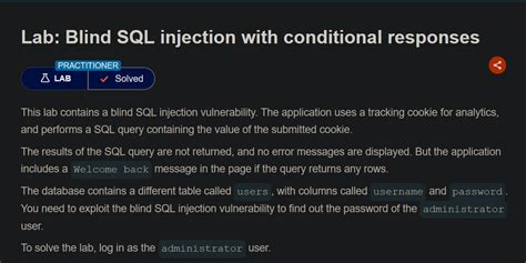 Sql Injection Part — 13 Basic Blind Sqli Conditional Responses By