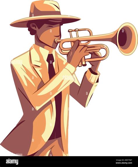 Male Holding Brass Instruments Playing In Celebration Stock Vector