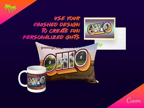 Ohio Postcard Canva Template Editable Photo Collage Etsy