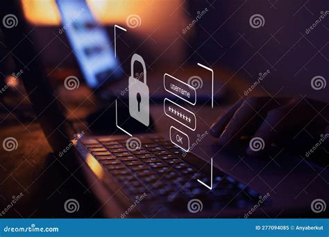 User Typing Login And Password Cyber Security Concept Data Protection Stock Image Image Of