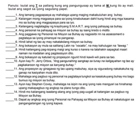 Panuto Isulat Ang UnderlineI Sa Patlang Kung StudyX