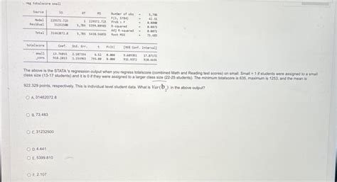 solved the above is the stata s regression output when you