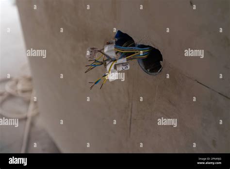 Installation Of New Electrical Wiring Plastic Socket And Electric