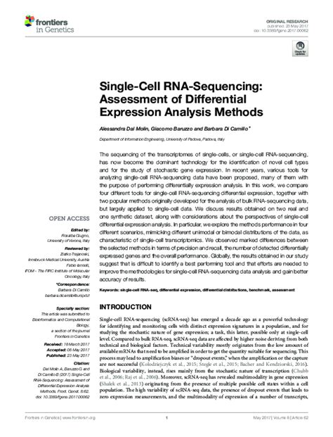 Pdf Single Cell Rna Sequencing Assessment Of Differential Expression