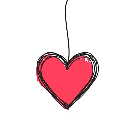Premium Vector Tangled Scribbled Heart Hanging On A String