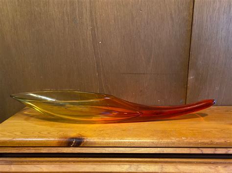 Rare Mcm Blenko Glass Amberina Cornucopia Horn Etsy