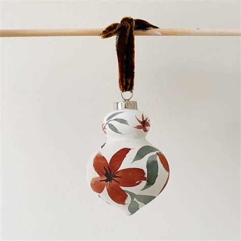 Hand Painted Floral Ornament Poinsettia Ornament Holiday 2024 Ornament
