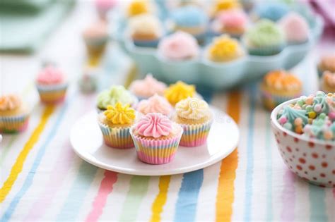 Assorted Mini Muffins In A Colorful Cupcake Liner Stock Illustration