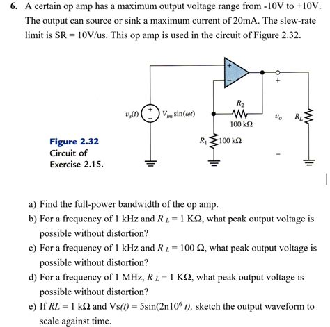 Solved 6 A Certain Op Amp Has A Maximum Output Voltage