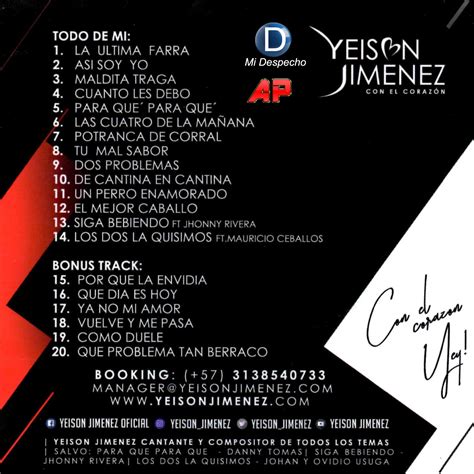 Todo De Mí Nuevo Albúm De Yeison Jiménez