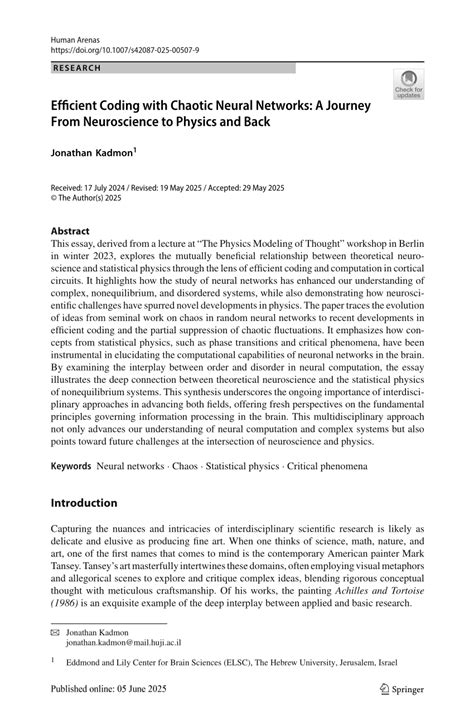 Pdf Efficient Coding With Chaotic Neural Networks A Journey From