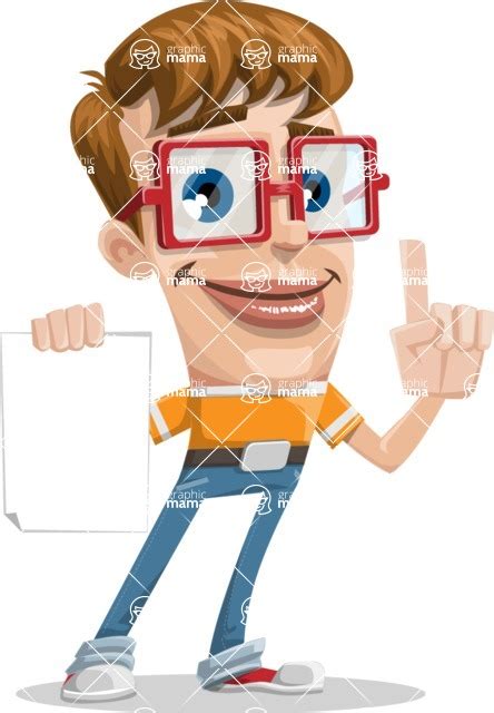 Cute Nerd With Glasses Cartoon Vector Character Design Sign 3 Graphicmama