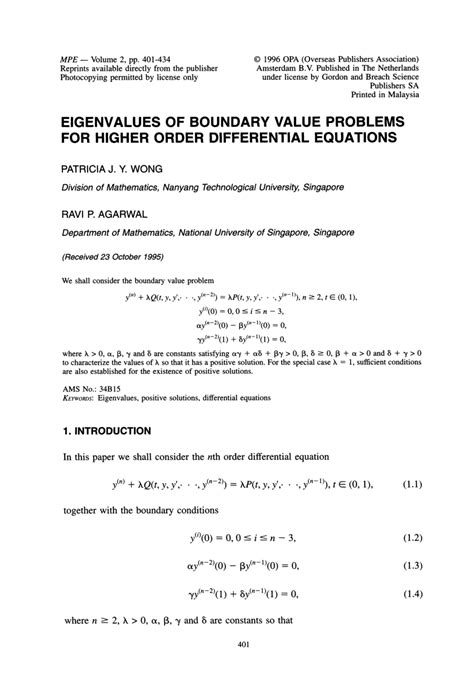 pdf eigenvalues of boundary value problems for higher order