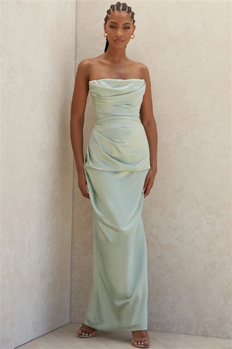 Satin Strapless Corset Maxi Dress Dress In Beauty