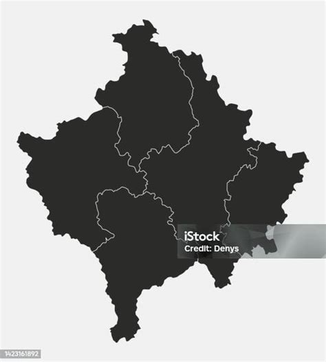 白い背景に孤立した地域を持つコソボの地図コソボの概要地図ベクターイラストレーション イラストレーションのベクターアート素材や画像を多数ご