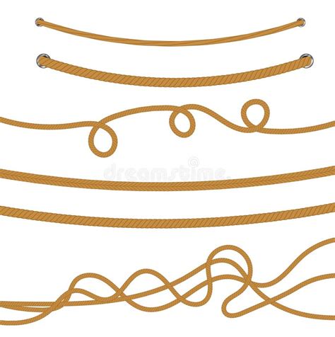 Set Of Realistic Different Ropes For Decoration And Covering On White