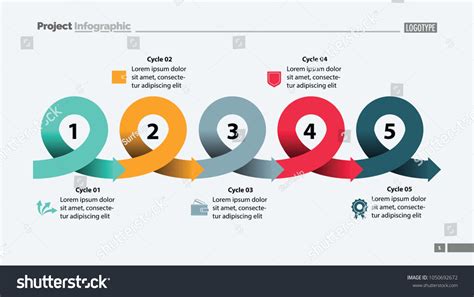 Five Points Process Chart Slide Template Stock Vector Royalty Free