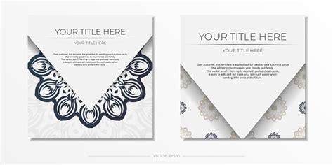 진한 파란색 빈티지 패턴의 프린트 디자인 엽서 화이트 컬러를위한 세련된 템플릿 그리스 장식으로 초대를 준비한다 0명에 대한 스톡 벡터 아트 및 기타 이미지 Istock