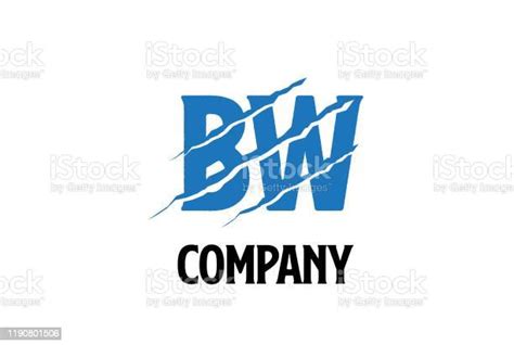 스크래치 효과와 블루 Bw 편지 템플릿 로고 디자인 갈고리 발톱에 대한 스톡 벡터 아트 및 기타 이미지 갈고리 발톱 더러운