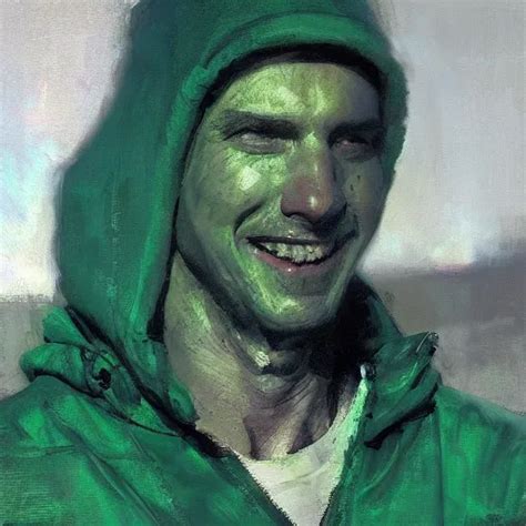 Portrait Of A Smiling Chad Programmer With Green Hood Stable