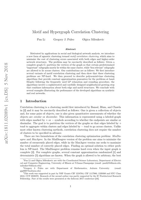Pdf Motif And Hypergraph Correlation Clustering