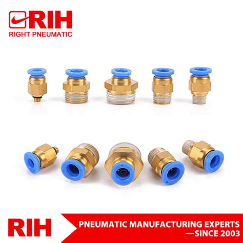 PC Pneumatic Straight Male NPT Threaded Quick Connect Air Tube Connector Copper Brass Push Fit