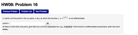 Solved Hw08 Problem 16 Previous Problem Problem List Next