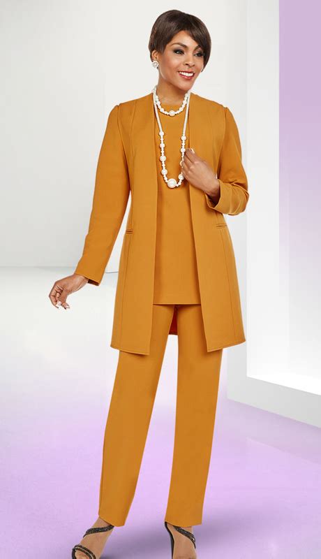 Casual Elegance By Benmarc 18385 3pc Womens Pant Suit With Long Jack