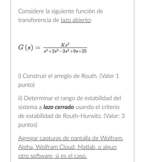 Solved Consider The Following Open Loop Transfer Chegg