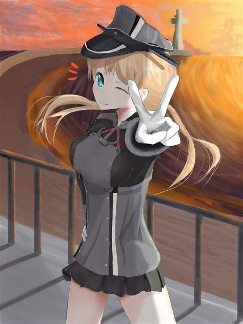 壁纸 动漫女孩 Kantai系列 Prinz Eugen Kancolle Twintails 金发女郎 独奏 艺术品 数字