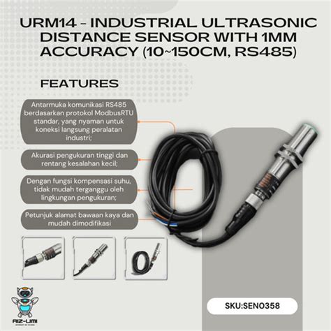 Jual Dfrobot Urm14 Rs485 Precision Ultrasonic Sensor200khz Kab