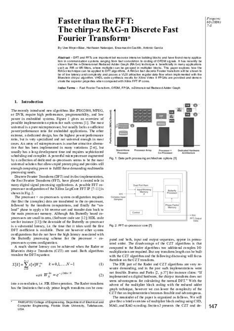Pdf Faster Than The Fft The Chirp Z Rag N Discrete Fast Fourier Transform