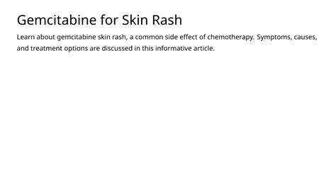 Gemcitabine For Skin Rash Meds Is