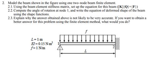 Solved Model The Beam Shown In The Figure Using One Chegg