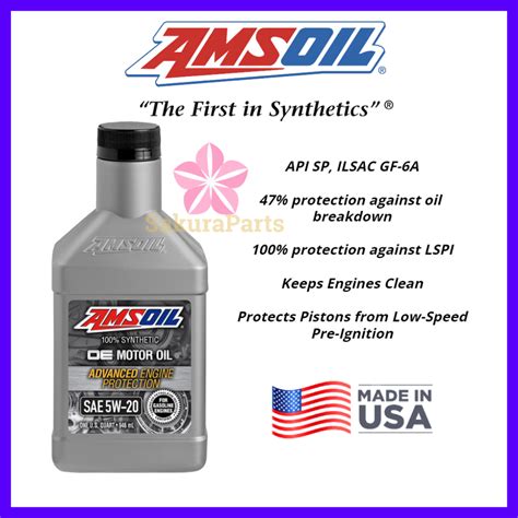 MADE IN USA AMSOIL OE 5W20 100 FULL SYNTHETIC Engine Oil 946ml