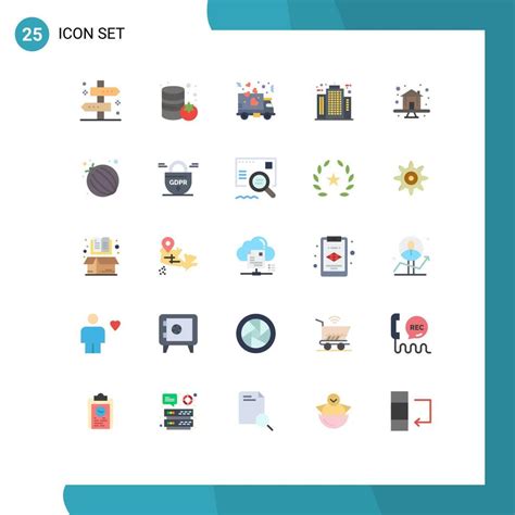 25 Thematic Vector Flat Colors And Editable Symbols Of Premium Company Delivery Building