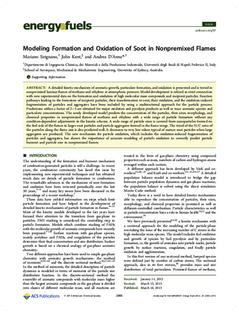 Pdf Modeling Formation And Oxidation Of Soot In Nonpremixed Flames