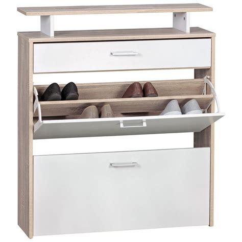 Möbelando Schuhkipper Schuhkipper Holz 80x95x24 Cm Modern Sonoma Eiche
