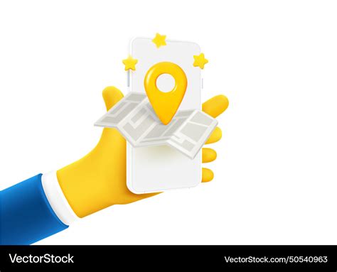 Businessman Holding Smartphone With Map App Vector Image