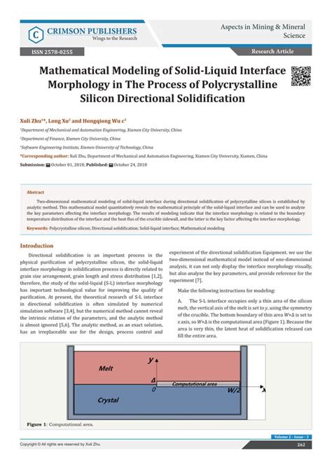 Mathematical Modeling Of Solid Liquid Interface Morphology In The