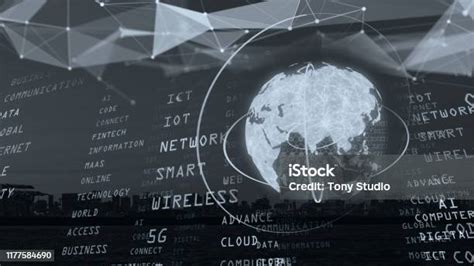 5g 및 Ai 기술 글로벌 통신 네트워크 개념 세계지도 포인트 선 구성 글로벌 글로벌 네트워크 연결 국제 의미를 나타냅니다 0