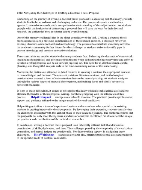 How To Write A Doctoral Thesis Proposal Pdf Thesis Methodology