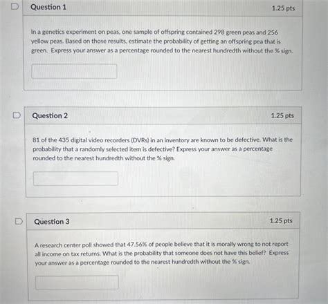 Solved In A Genetics Experiment On Peas One Sample Of