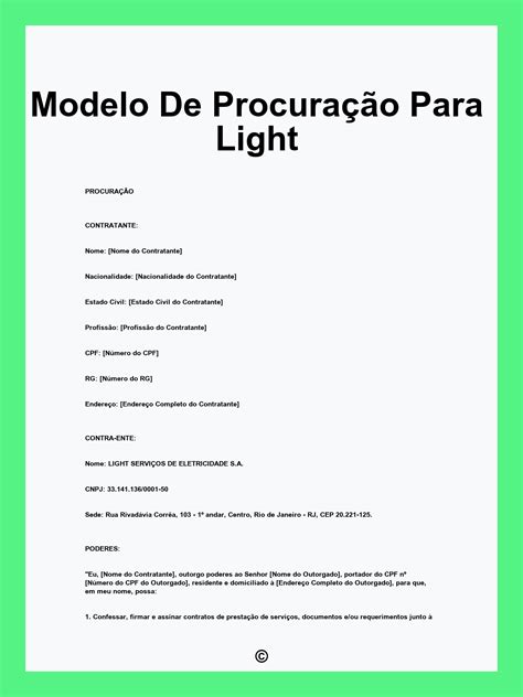 Modelo De Procuração Para Light