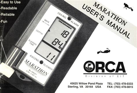 Orca Marathon Skinny Dipper Mark Ii Scuba Dive Computer Printed Manual Sidelineswap Buy